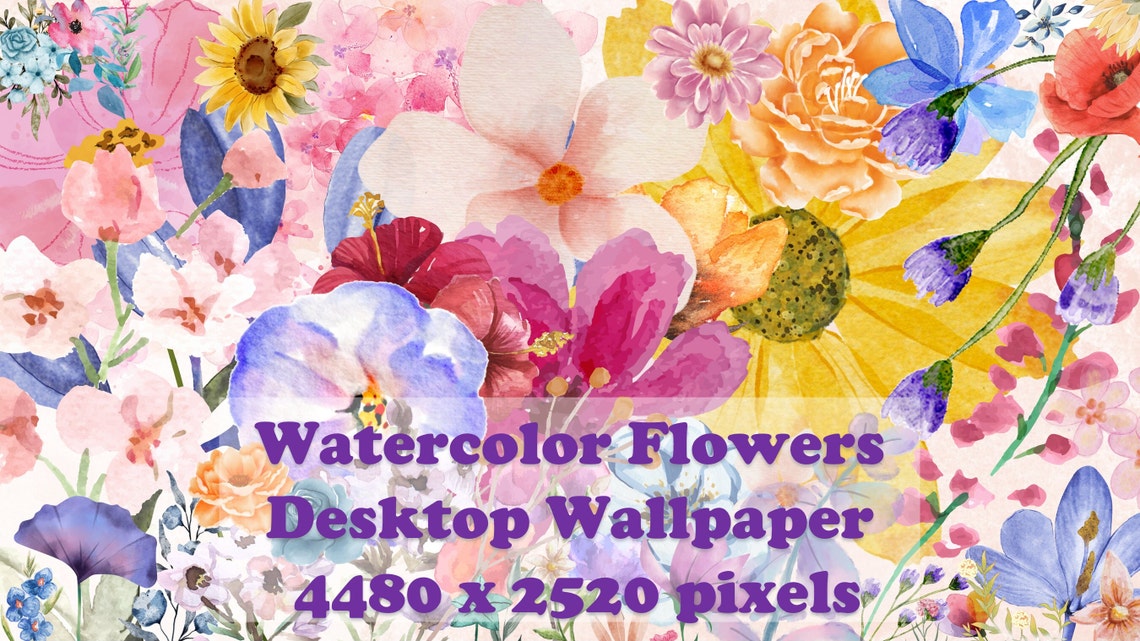Watercolor Flowers Desktop Wallpaper 4480 X 2520 Pixels | Botanical ...