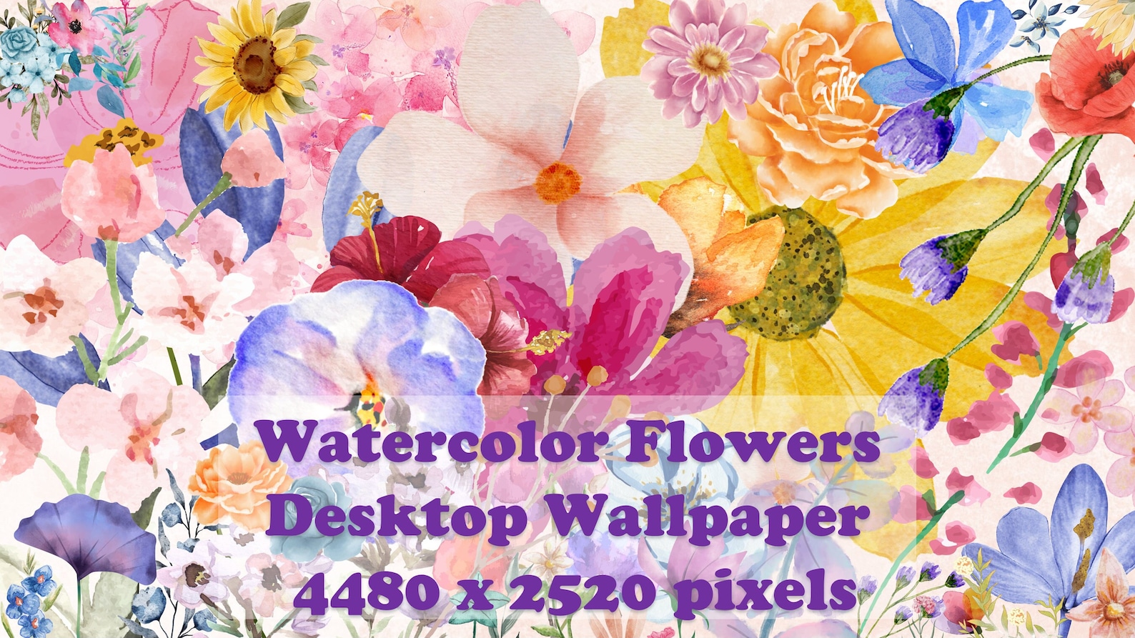 Watercolor Flowers Desktop Wallpaper 4480 X 2520 Pixels | Botanical ...