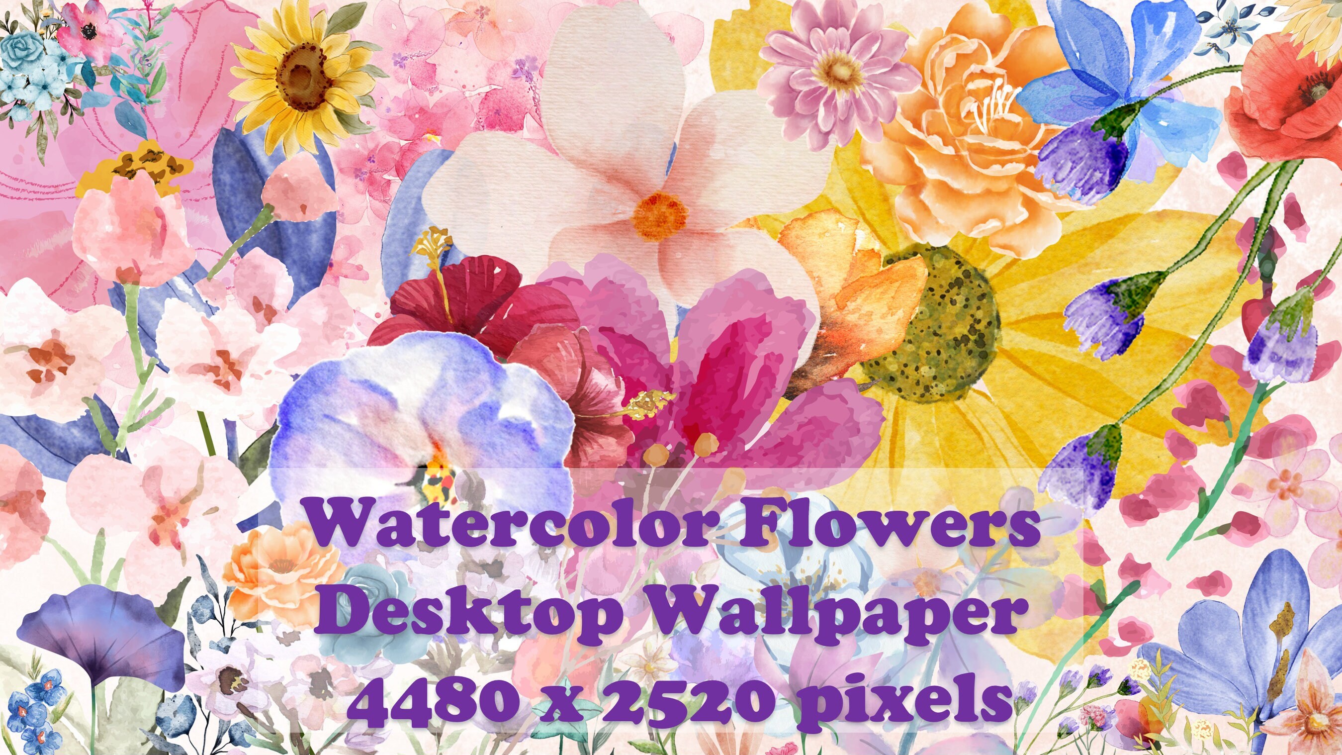 Watercolor Flowers Desktop Wallpaper 4480 X 2520 Pixels | Botanical ...