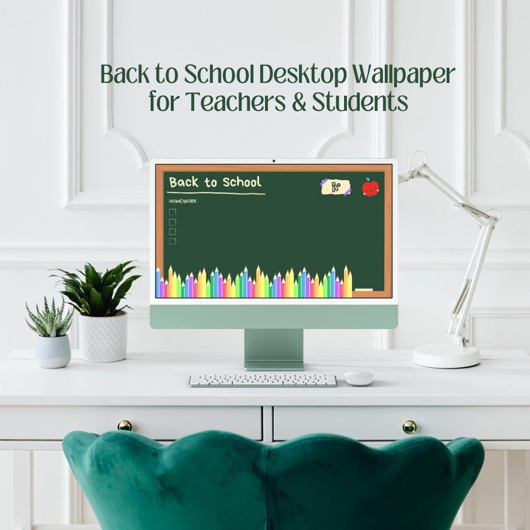 Back to School Essentials Teacher Digital Wallpaper, Student Gift ...