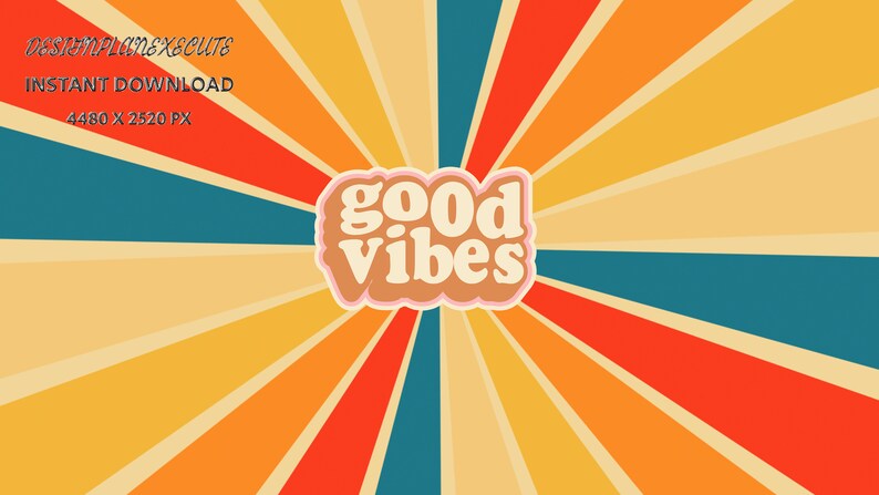 Retro Groovy Good Vibes Set of 3 Desktop Wallpapers, 4480 X 2520 Pixels ...