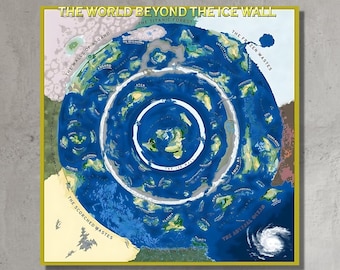 HD the World Beyond the Ice Wall Satellite Flat Earth Map Premium Semi ...