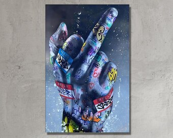 Middle Finger Banksy Wall Art, Graffiti Wall Decor, Middle Finger ...