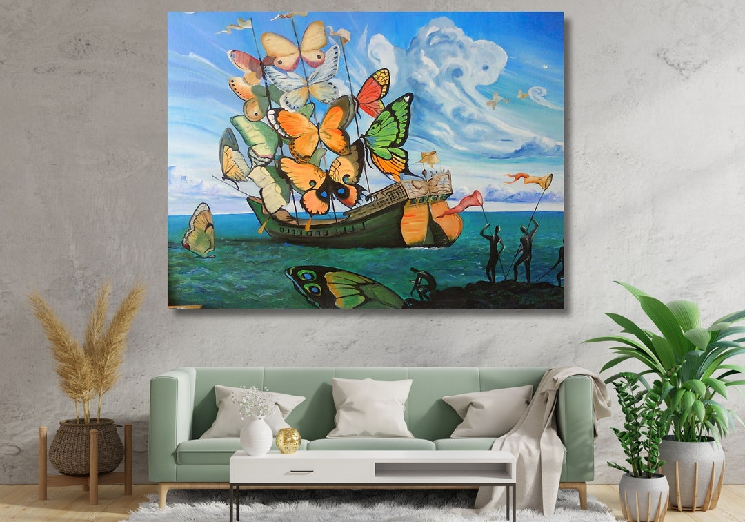 Salvador Dali Ship With Butterfly Sails Canvas Art,dali Canvas,salvador ...