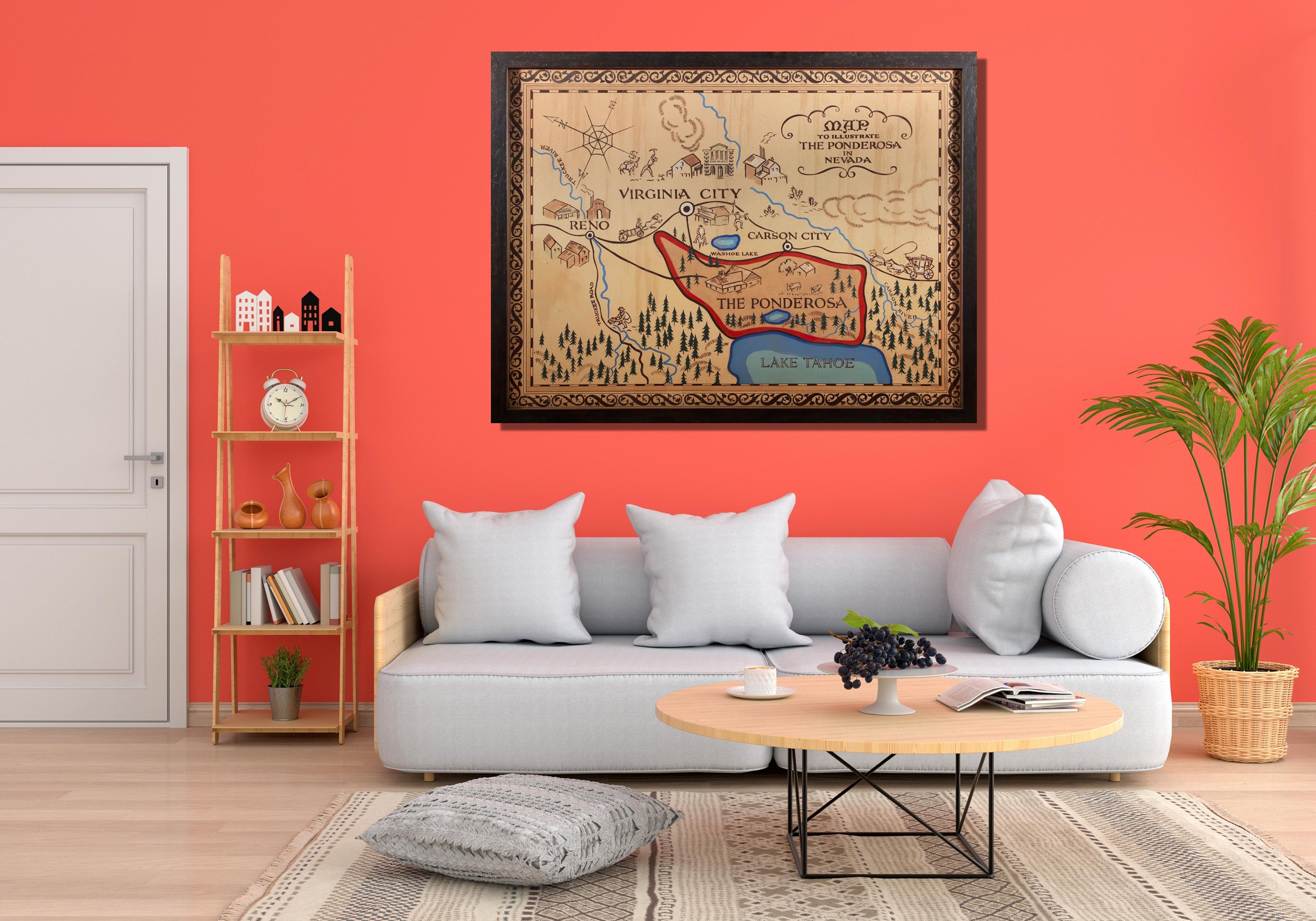 Bonanza Map Reproduction Ready to Hang Canvas TV Ponderosa - Etsy