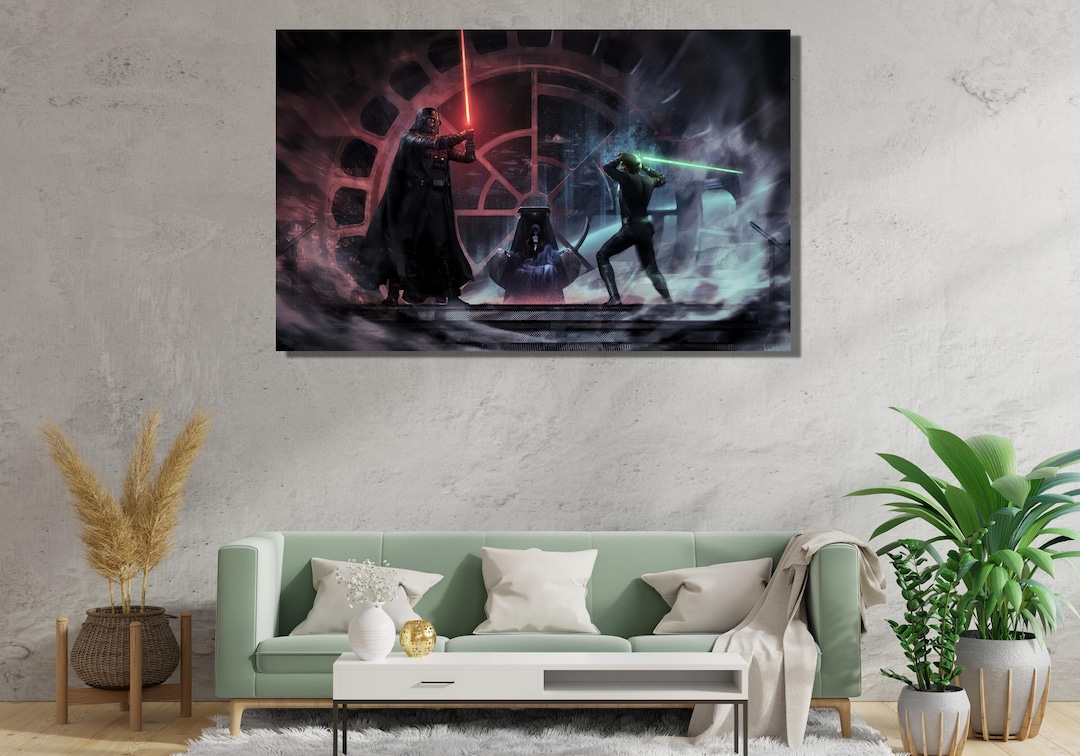 Starwars Darth Vader Vs Skywalker Ready to Hang Canvas,star Wars Red Vs Green,darth Vader Effect ...