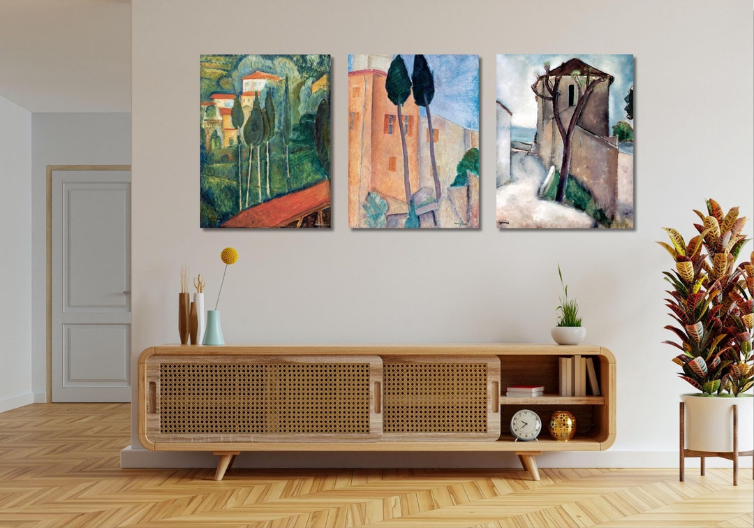Set of 3 Amedeo Modigliani Landscape Canvas Print Wall Art,tree and ...