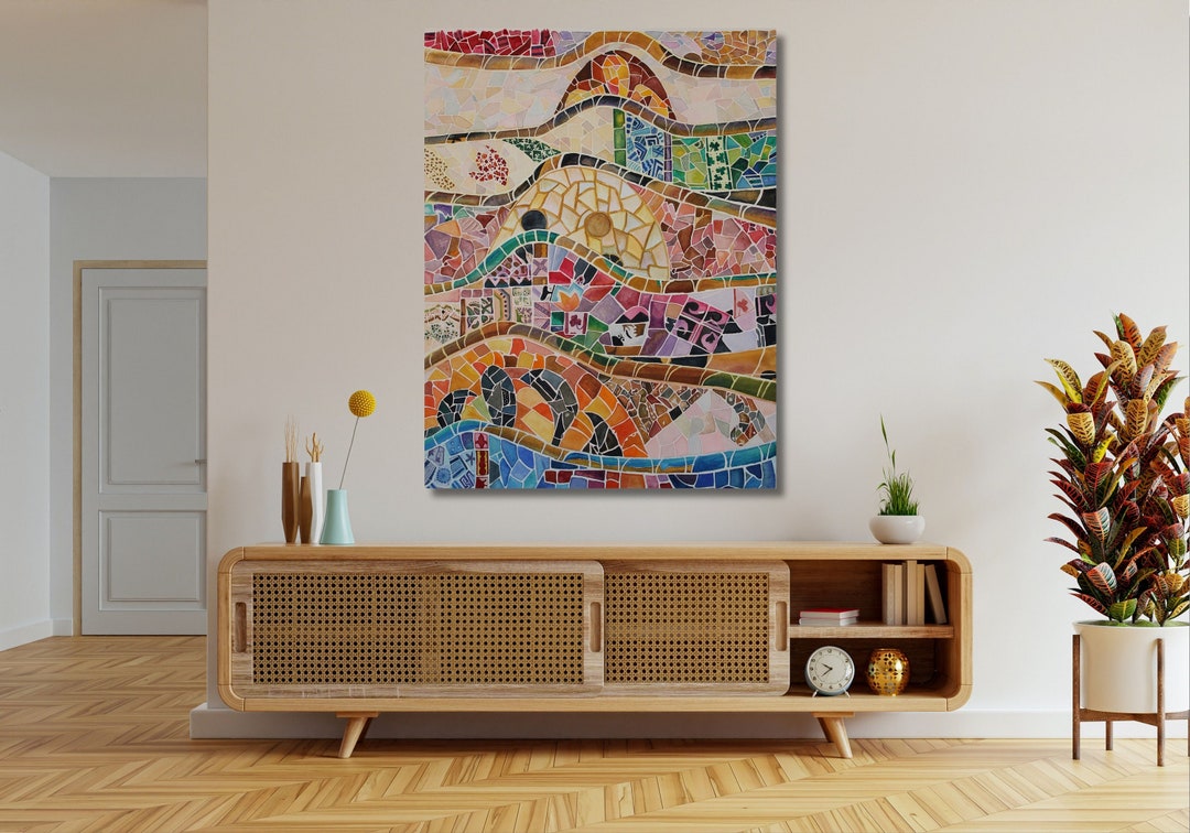 Mosaic Marble by Antoni Gaudi Ready to Hang Canvas,1948 Mid Century Art ...