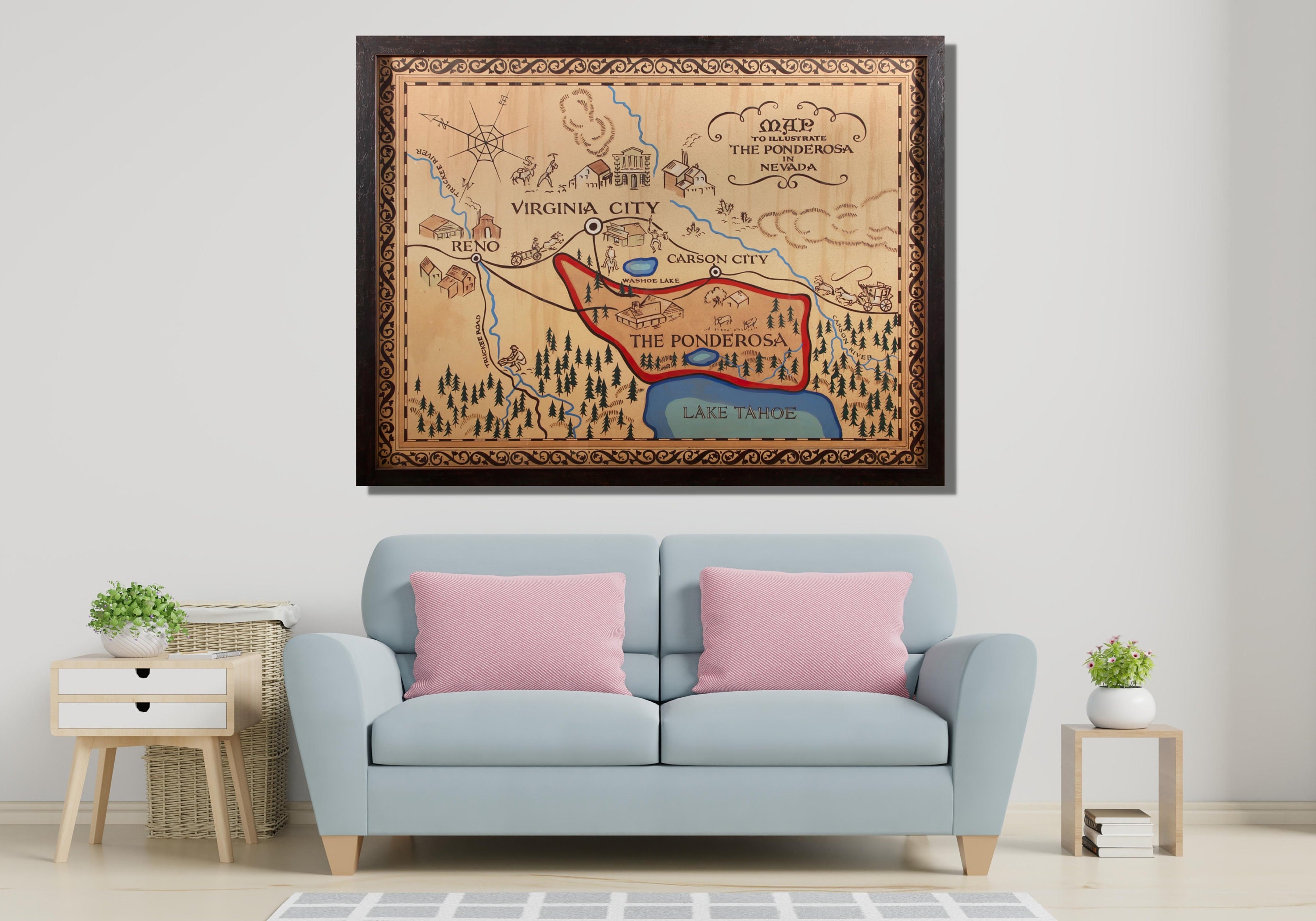 Bonanza Map Reproduction Ready to Hang Canvas TV Ponderosa - Etsy