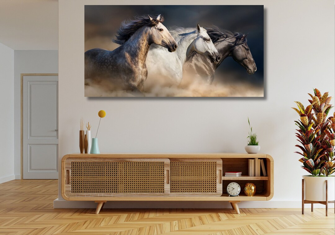 Running Horses Wall Art Rocking Horse Decor Wild Horses Canvas ...