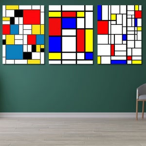 Piet Mondrian Print Set of 3,modern Gallery Wall Set,geometric Wall Art ...