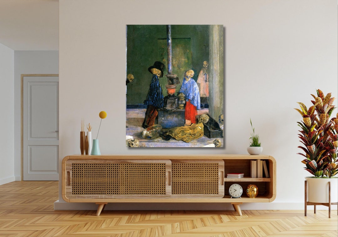 Skeletons Warming Themselves by James Ensor,wall Decor Art Poster,framed Art Print,art Canvas ...
