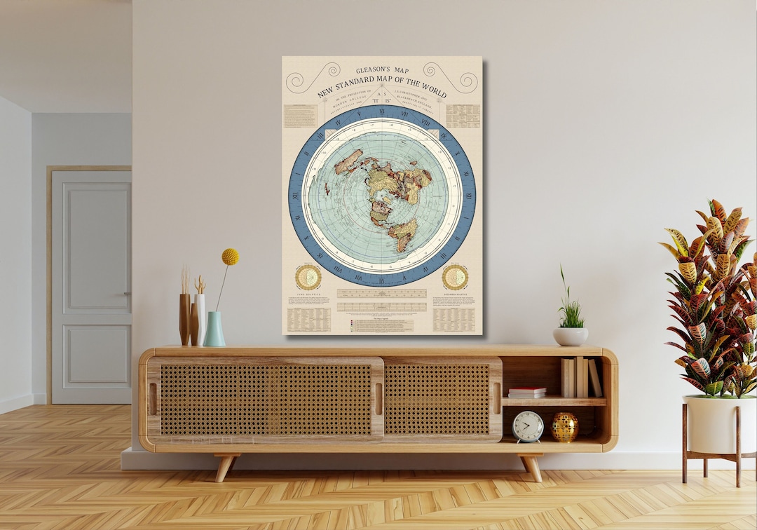 Old Flat Earth World Map 1892 by Alexander Gleason ,flat Earth Map ...