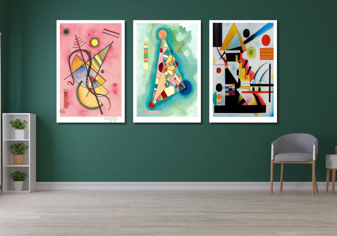 Set of 3 Wassily Kandinsky Canvas Wall Art,kandinsky Bunt Im Dreieck ...