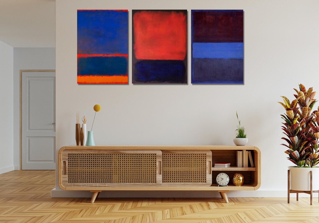 Mark Rothko Blue Red Set of 3 Ready to Hang Canvas,mark Rothko Art ...