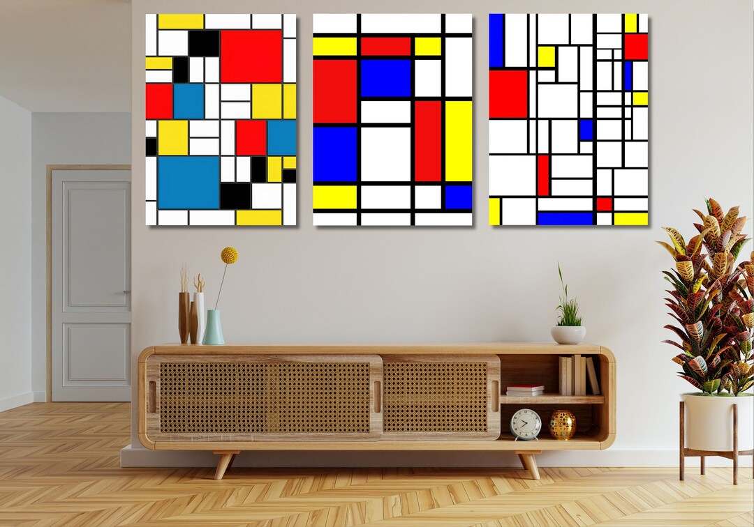 Piet Mondrian Print Set of 3,modern Gallery Wall Set,geometric Wall Art ...