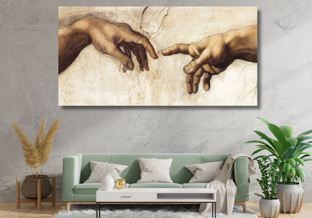The Creation of Adam by Michelangelo,creation of Adam Hands Canvas ...