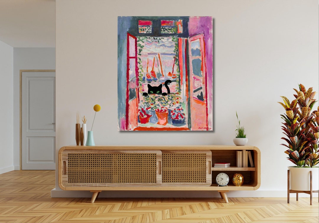 Matisse Open Window Cat Wall Art Matisse Cat Canvas Wall Art Cat Mom ...