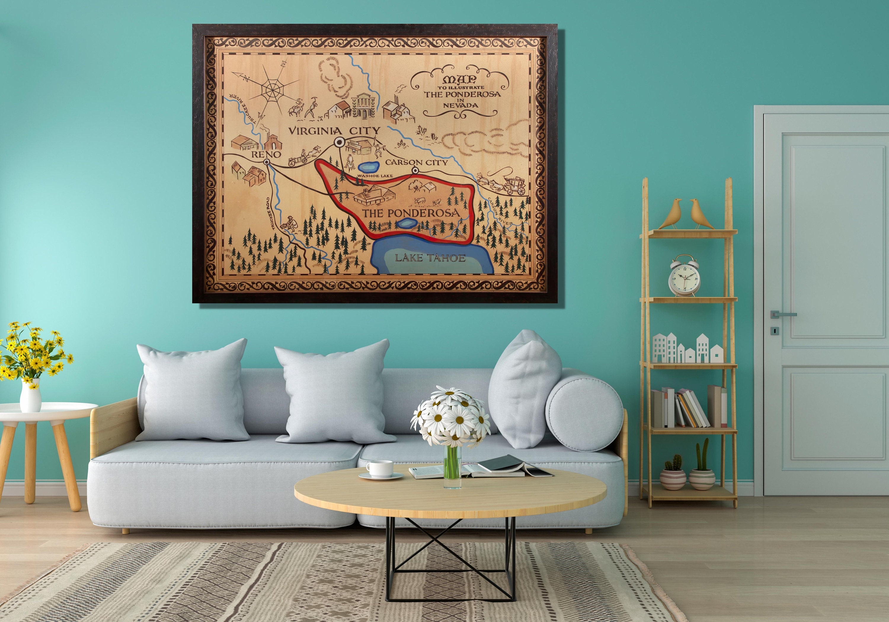 Bonanza Map Reproduction Ready to Hang Canvas TV Ponderosa - Etsy