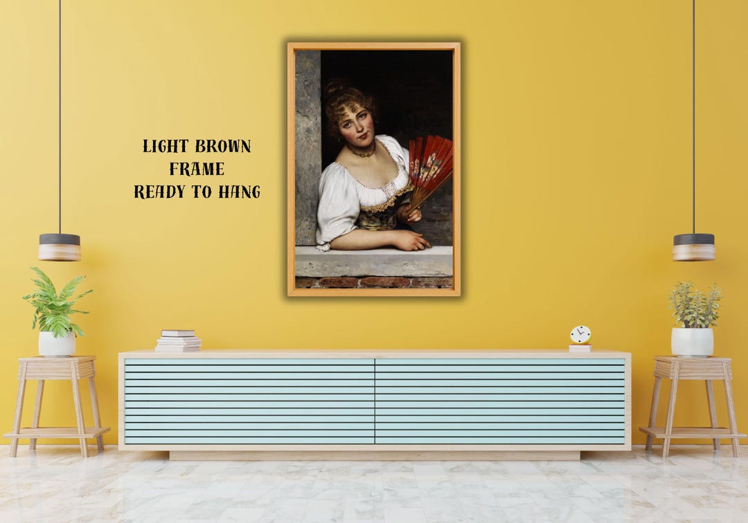 Eugene De Blaas the Red Fan Art Print, Eugene De Blaas Canvas Wall Art, Canvas Poster & Panel ...