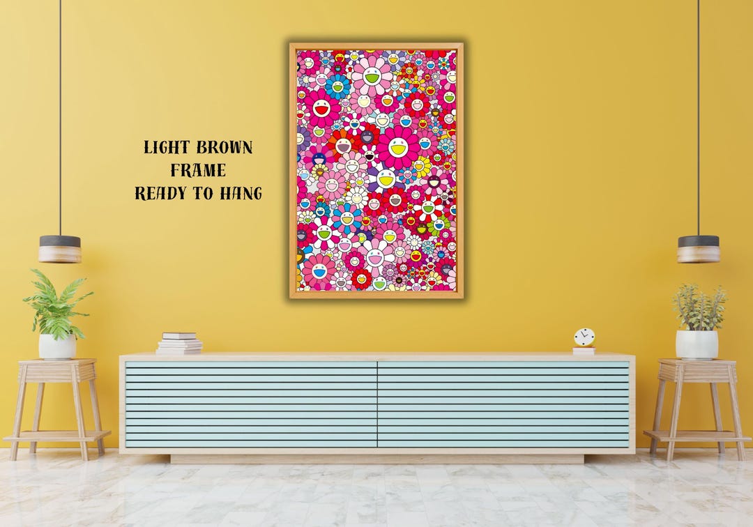 Takashi Murakami Flowers With Smiley Faces Canvas Wall Art, Takashi ...