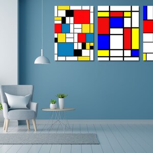 Piet Mondrian Print Set of 3,modern Gallery Wall Set,geometric Wall Art ...