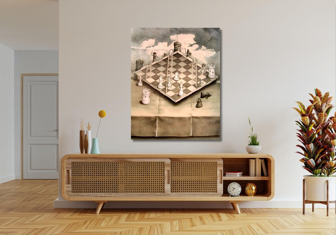 Impossible Chess by Mc Escher Chess Canvas Redy to Hang, Escher Canvas ...