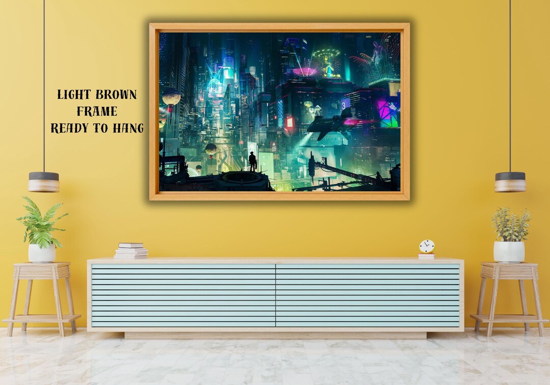 Cyberpunk City Neo Futuristic Canvas Poster, Wall Art,canvas Print ...