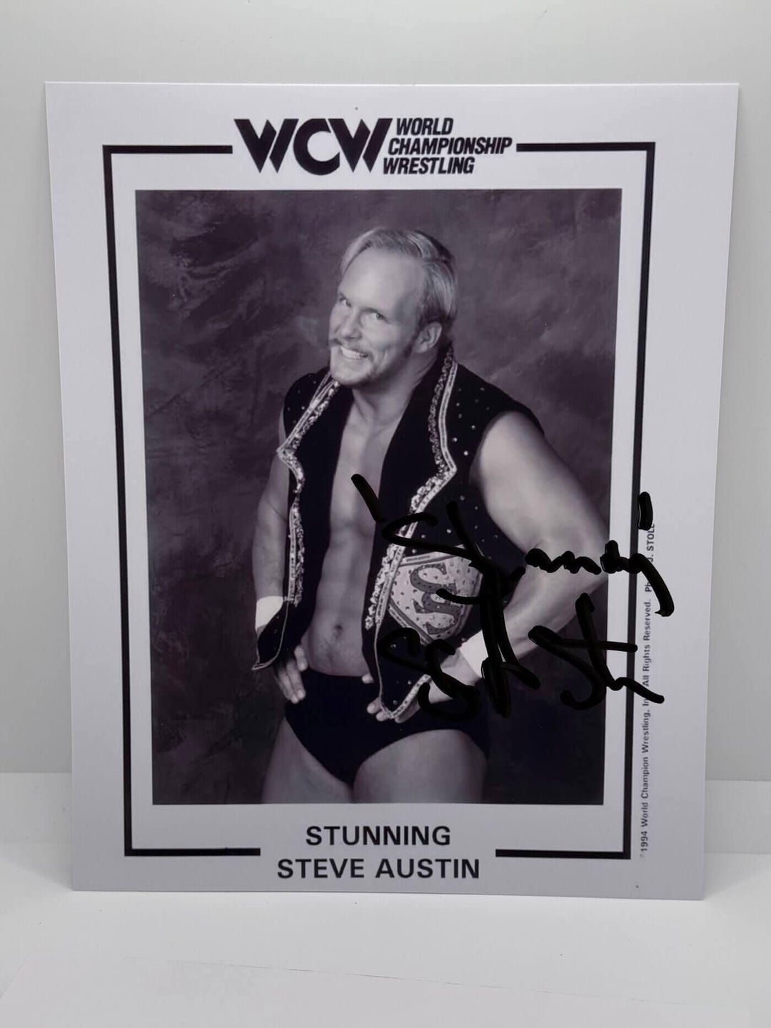 Stunning Steve Austin Rare WCW Promo Signed Autographed Photo Authentic ...