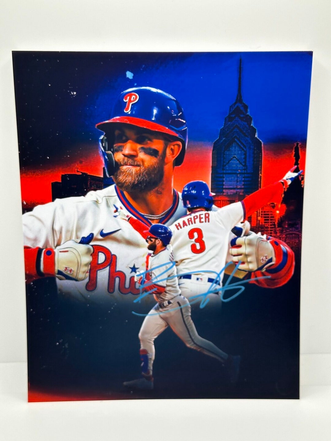 Bryce Harper Blue Signed Autographed Photo Authentic 8x10 COA - Etsy