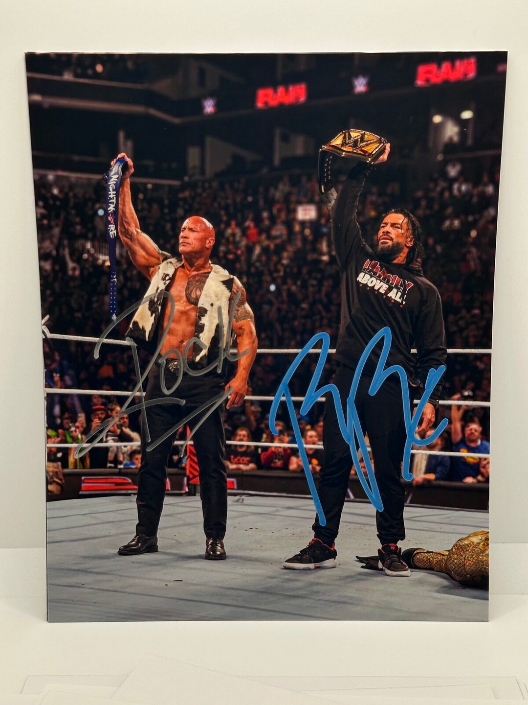 The Rock Roman Reigns Dual Signed Autographed Photo Authentic 8x10 COA ...