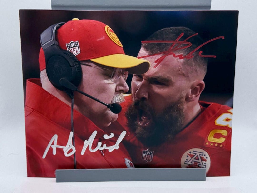 Andy Reid Travis Kelce Rare Super Bowl Moment Dual Signed Autographed ...