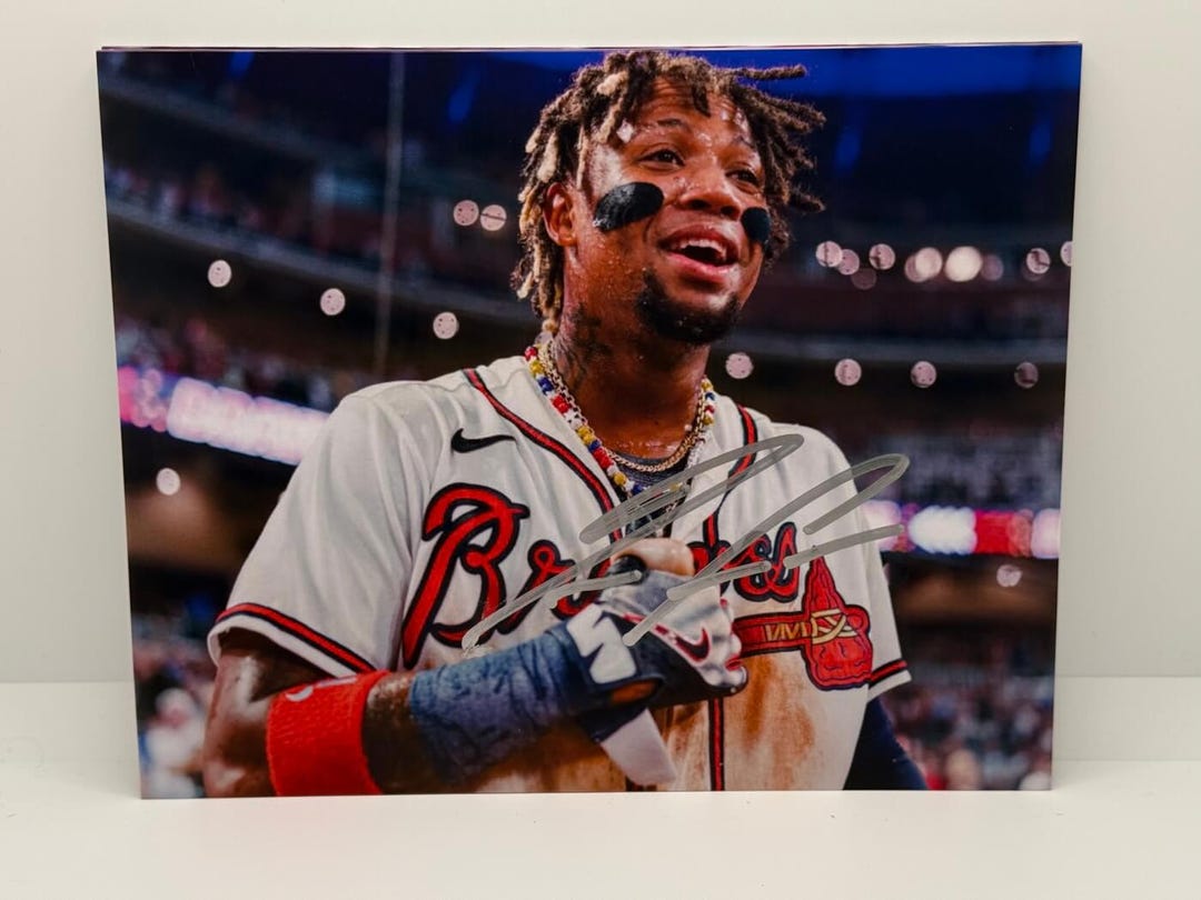 Ronald Acuna Jr Celebration Signed Autographed Photo Authentic 8X10 COA ...