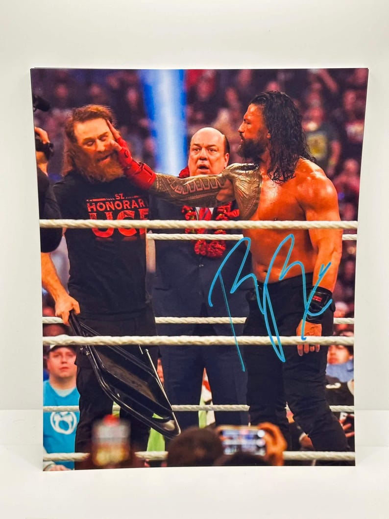 Roman Reigns Blue Sami Zayn Signed Autographed Photo Authentic 8X10 COA ...