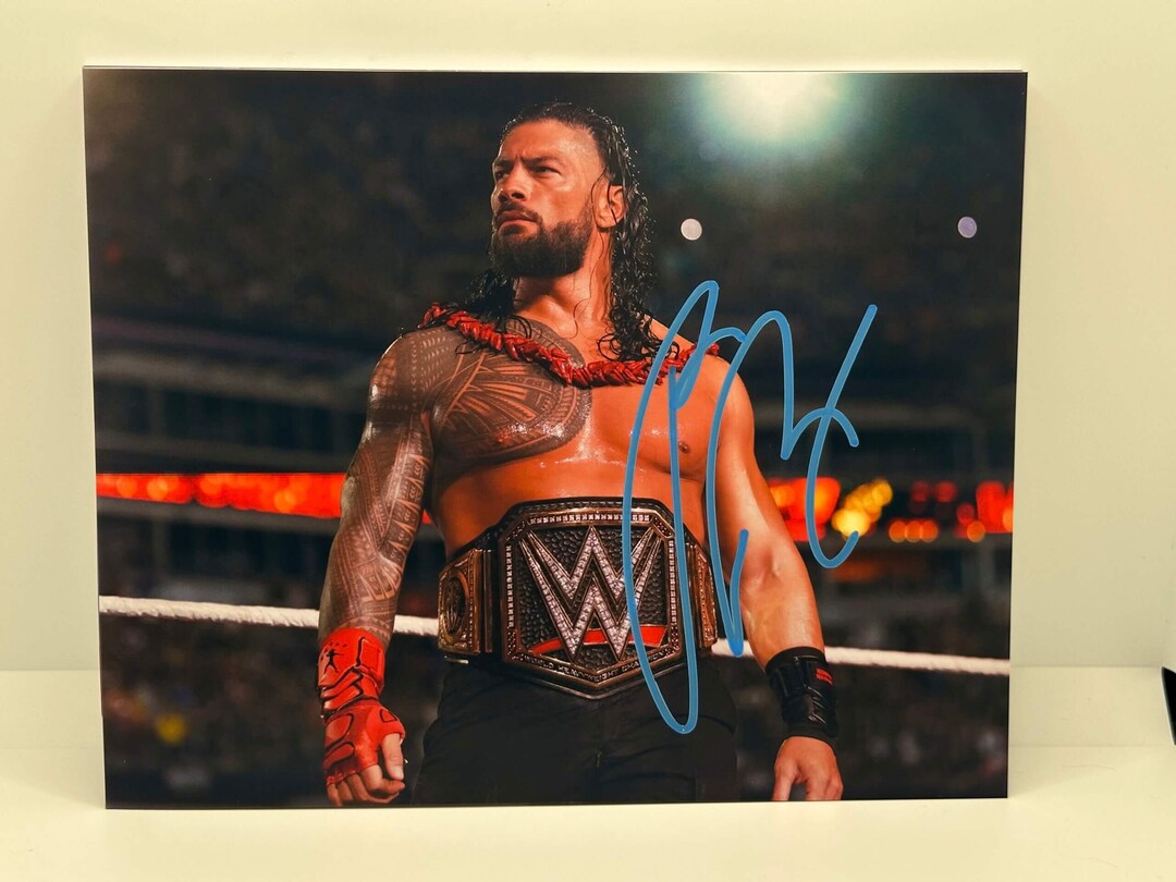 Roman Reigns WWE Champion Blue Signed Autographed Photo Authentic 8X10 ...