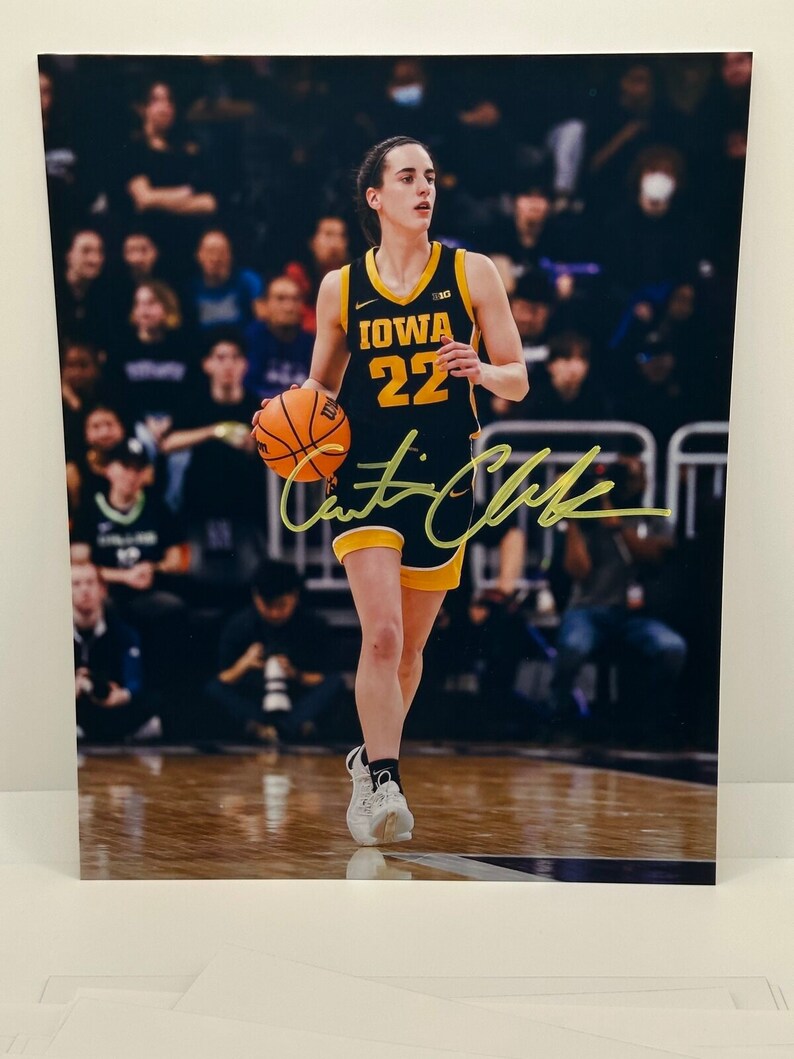 Caitlin Clark Yellow Dribble Signed Autographed Photo Authentic 8x10 ...