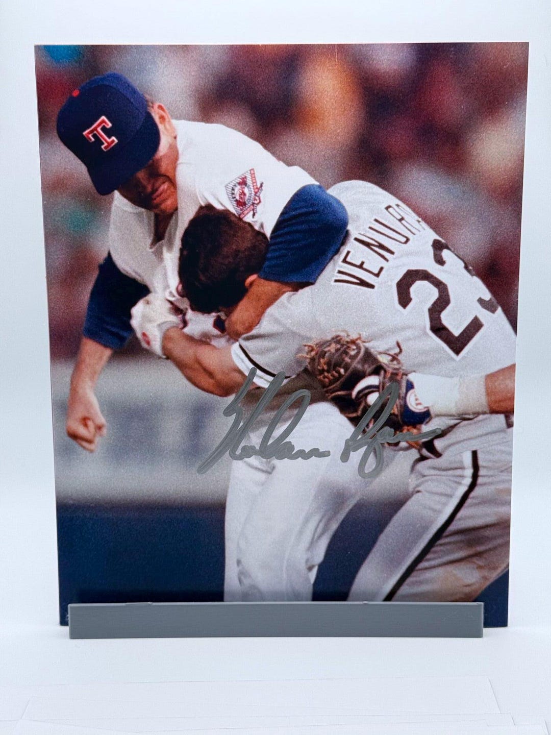 Nolan Ryan Rangers Robin Ventura Fight Signed Autographed Photo ...