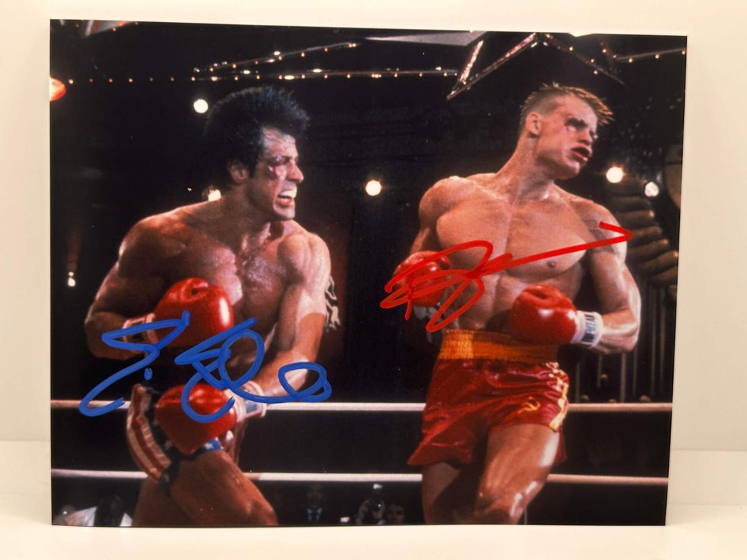 Sylvester Stallone Dolph Lundgren Dual Signed Rocky Signed Autographed ...