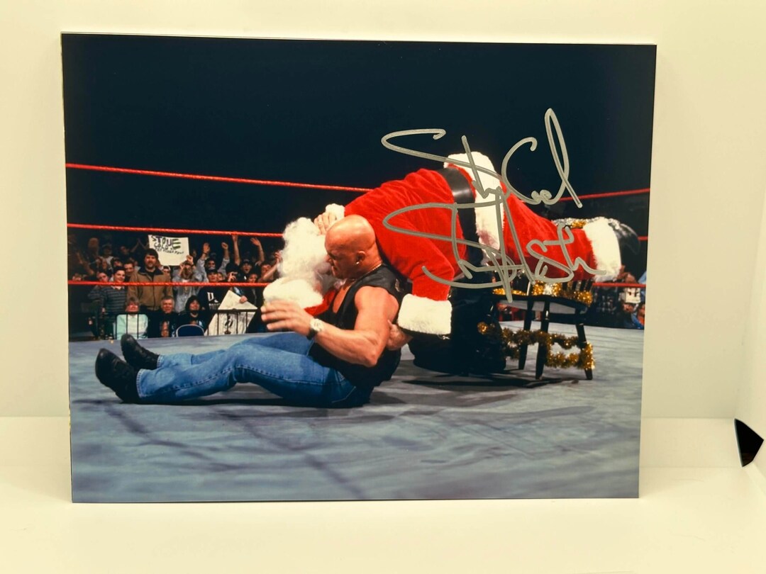 Stone Cold Steve Austin Stuns Santa Signed Autographed Photo Authentic ...