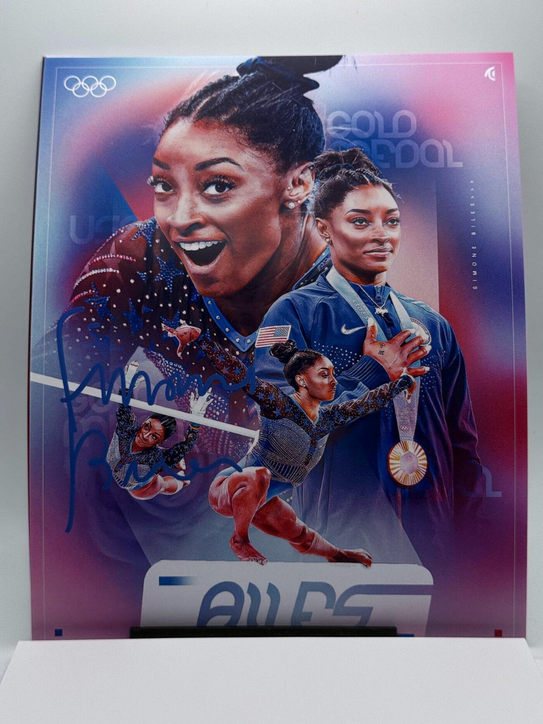 Simone Biles Olympian Art Signed Autographed Photo Authentic 8X10 COA ...