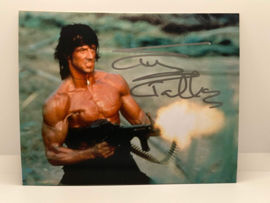 Sylvester Stallone Rambo Gun Signed Autographed Photo Authentic 8X10 ...