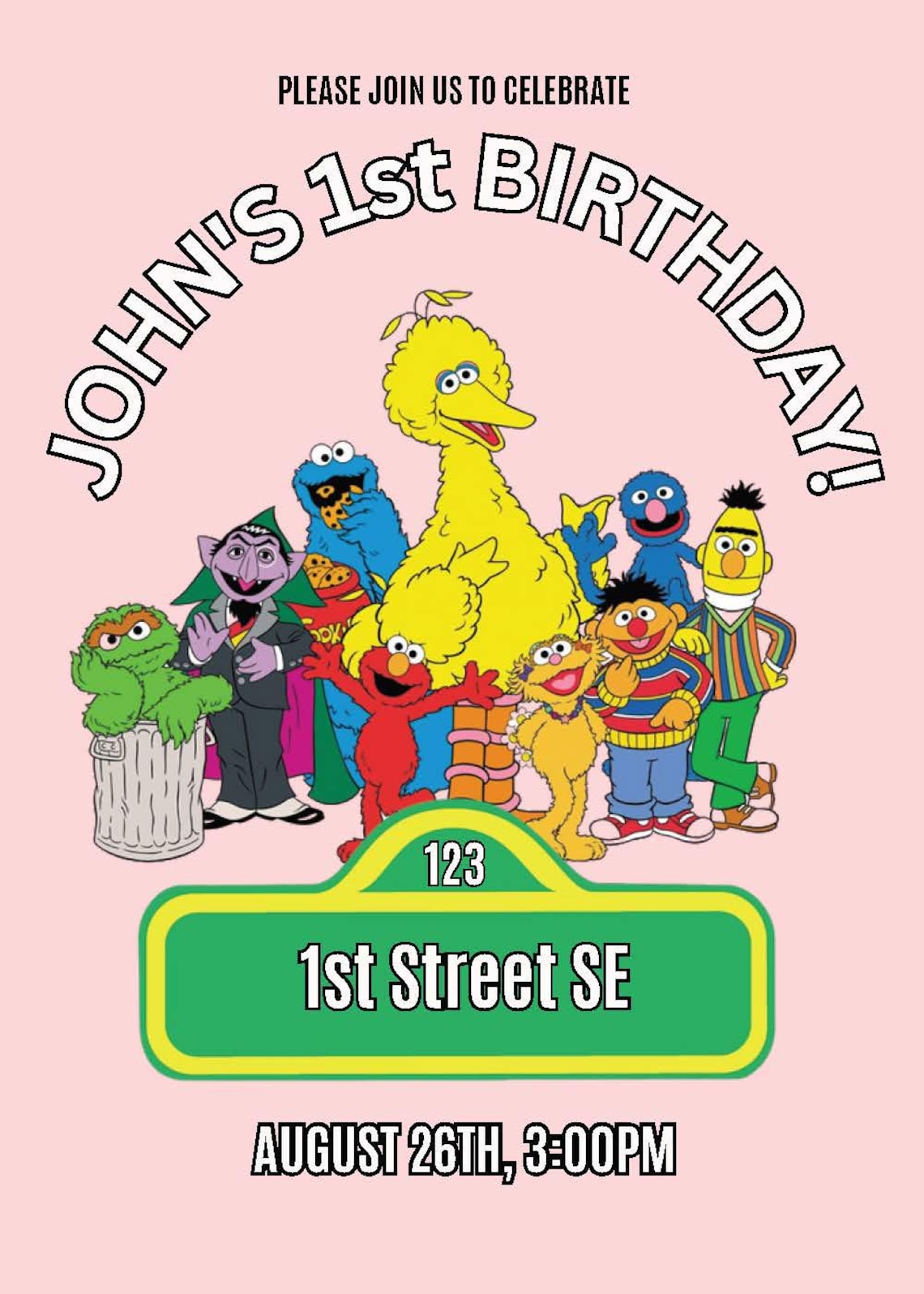 Sesame Street Birthday Invitation: Kids Birthday, First Birthday - Etsy