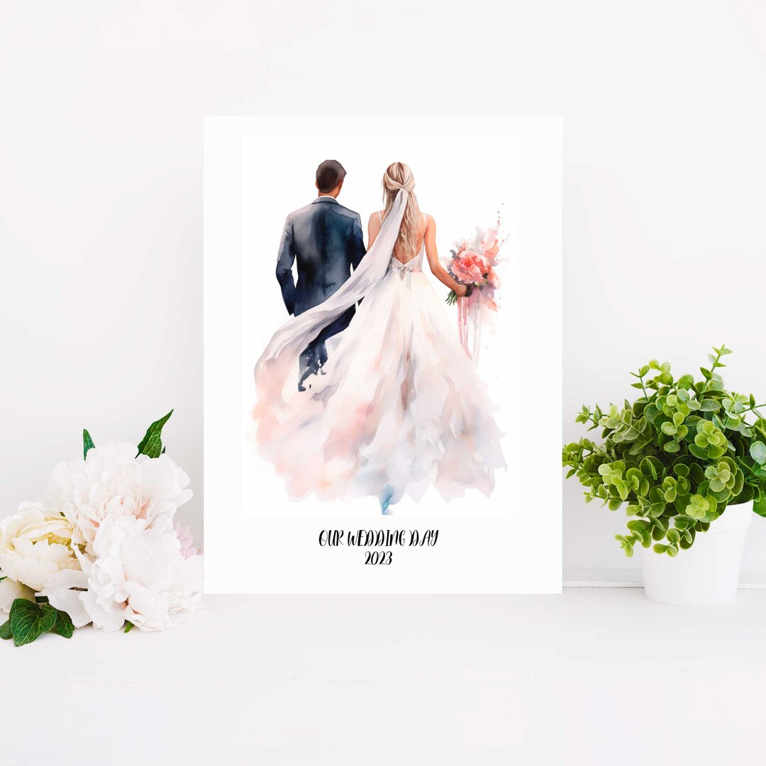 Bride and Groom Print, Watercolor Bride Gift, Wedding Gift, Wedding ...