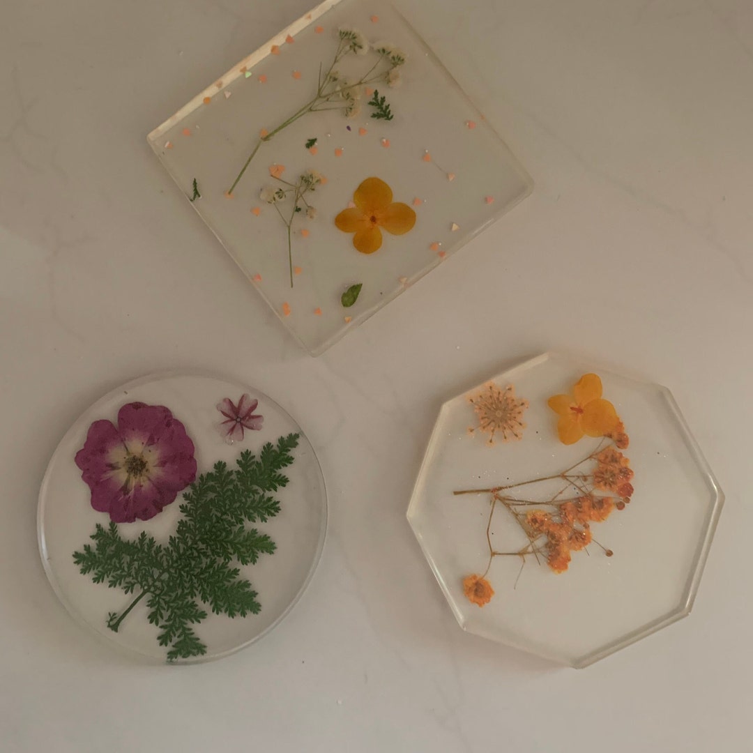 Resin Coasters Floral Design, Resin Trays, Home Decor, Table ...