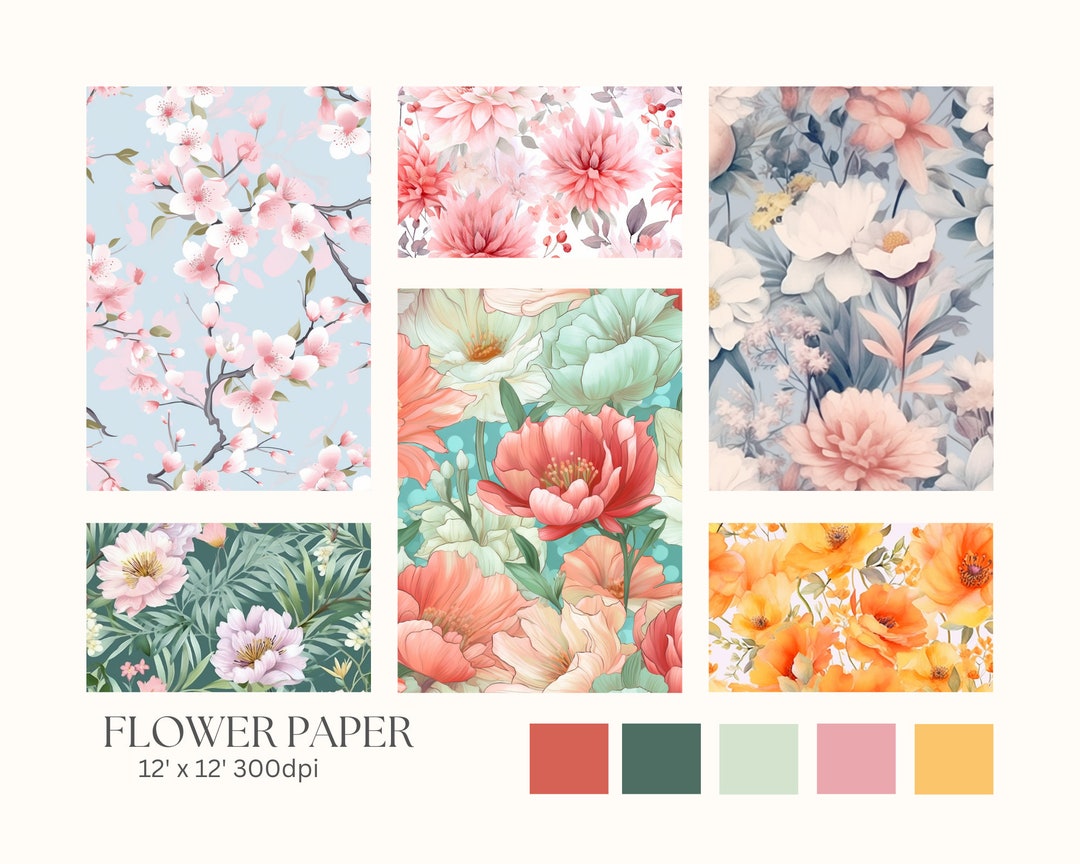 Scrapbooking Watercolor Flower Paper | Aesthetic | Gift for Her | Gift ...
