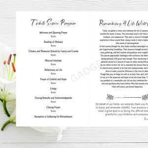 Funeral Program, Simple Funeral Memorial Program, Printable Order of ...