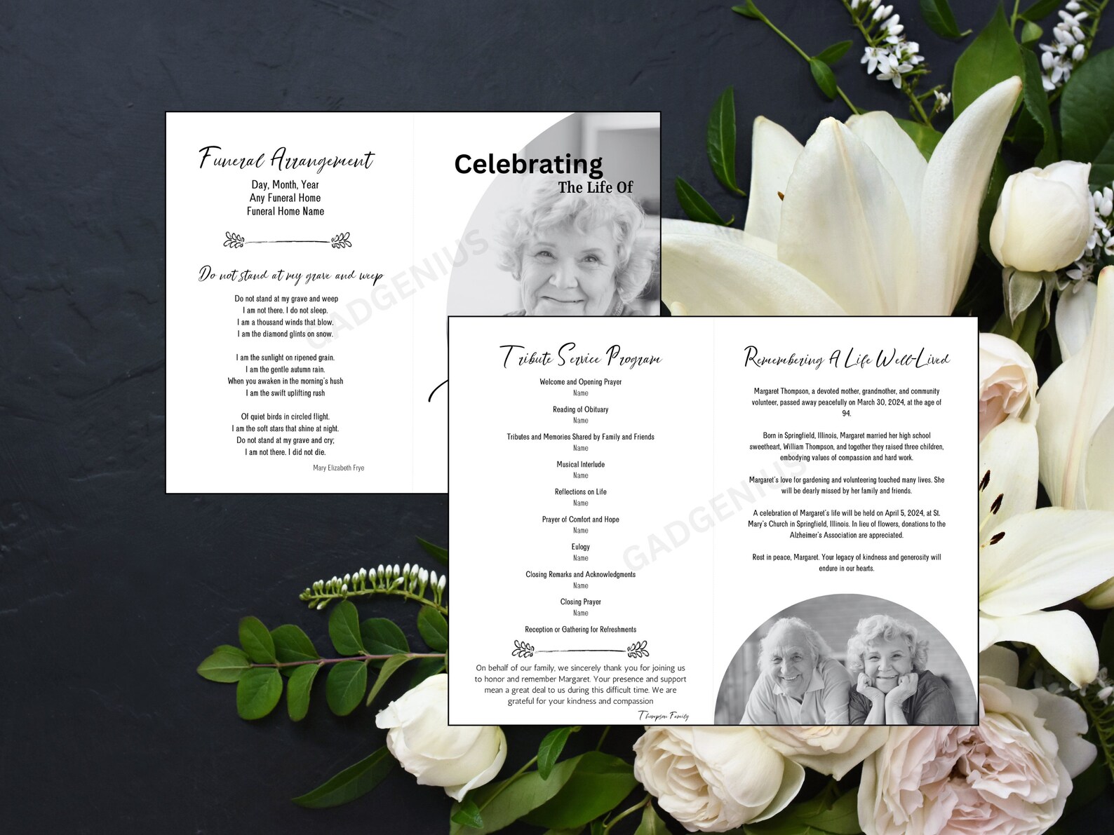 Funeral Program, Simple Memorial Program, Printable Order of Service ...
