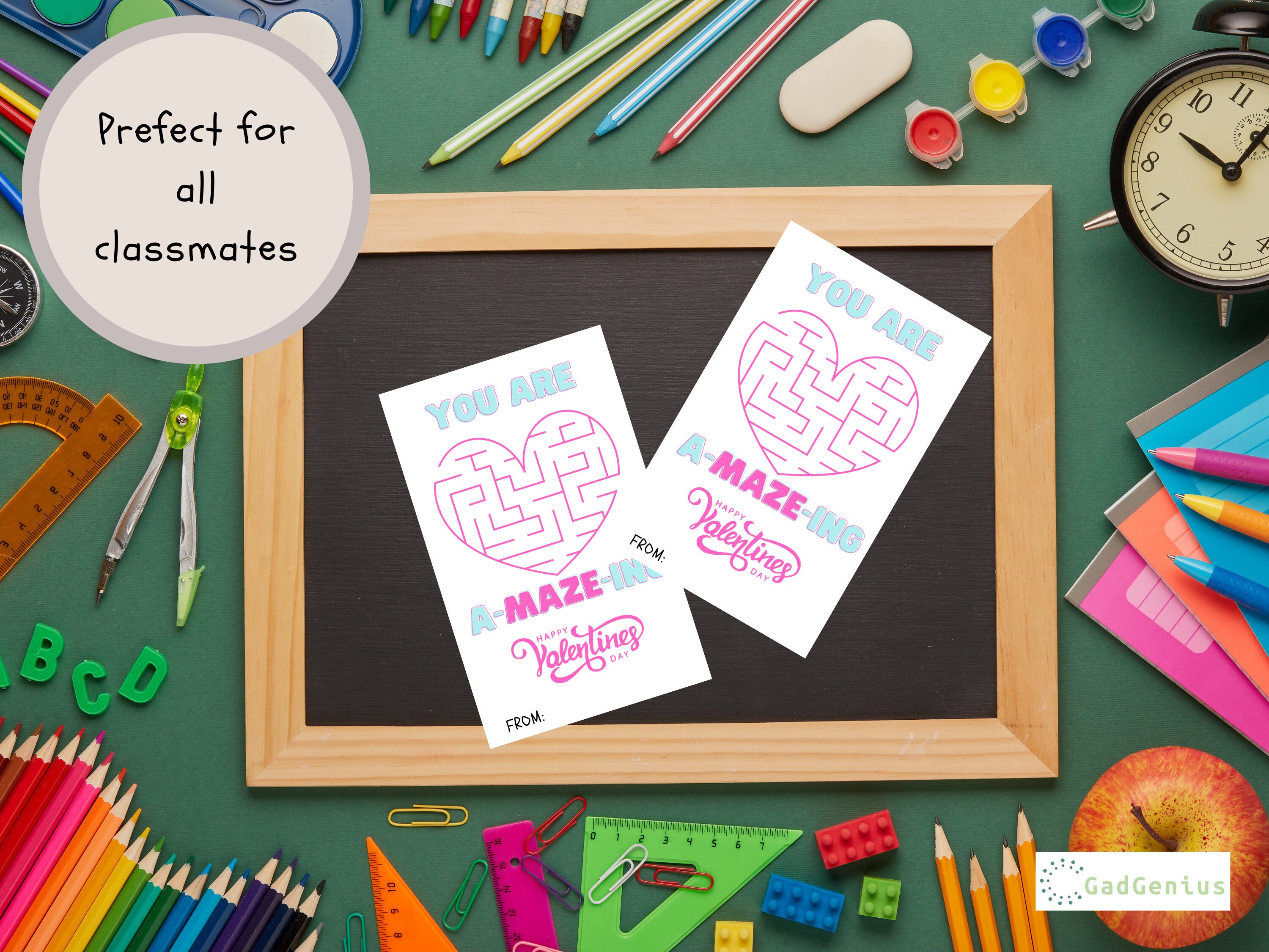 School Valentine Day Gift Tag, Printable Valentine for Kids, Puzzle ...