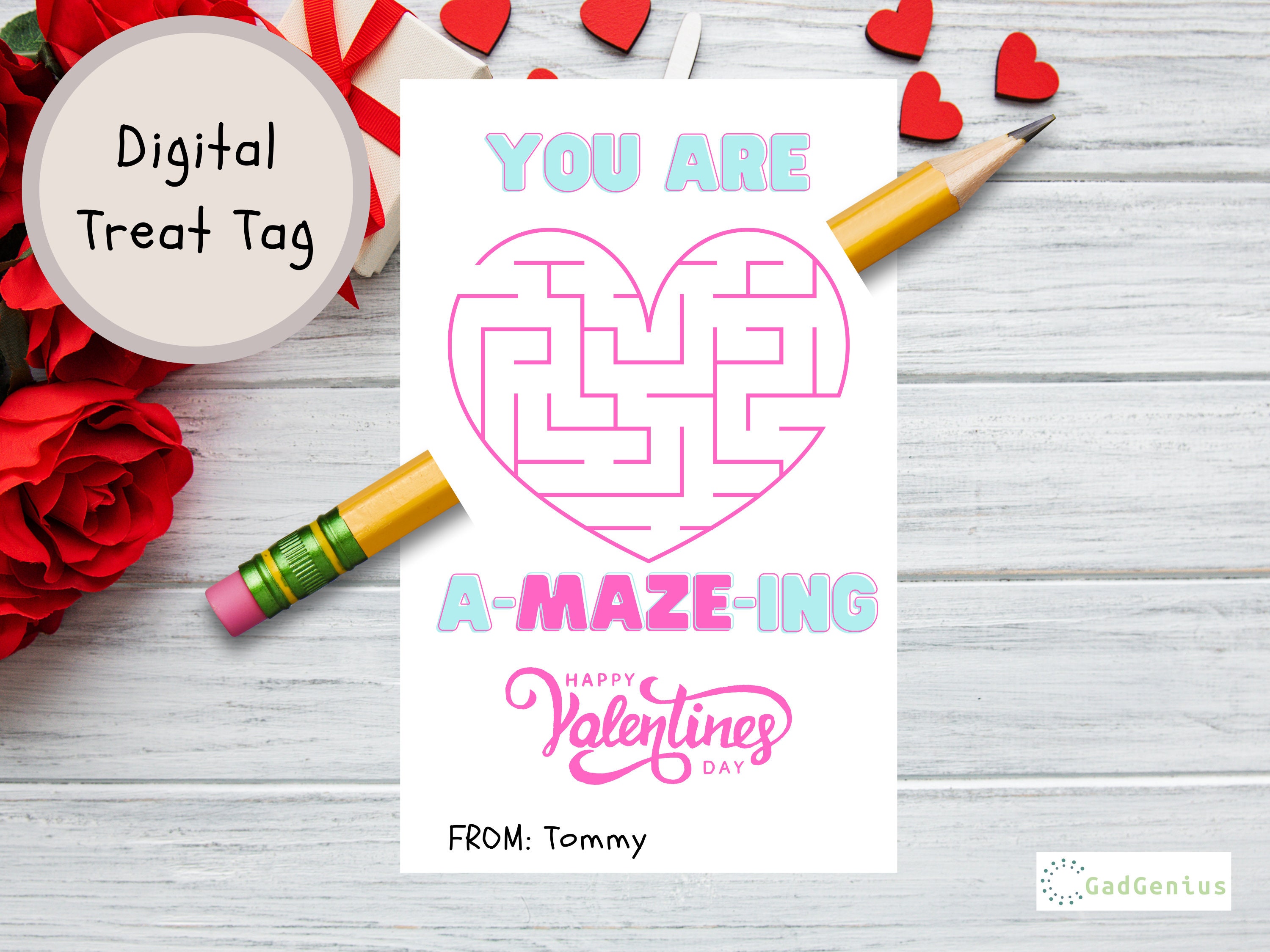 School Valentine Day Gift Tag, Printable Valentine for Kids, Puzzle ...