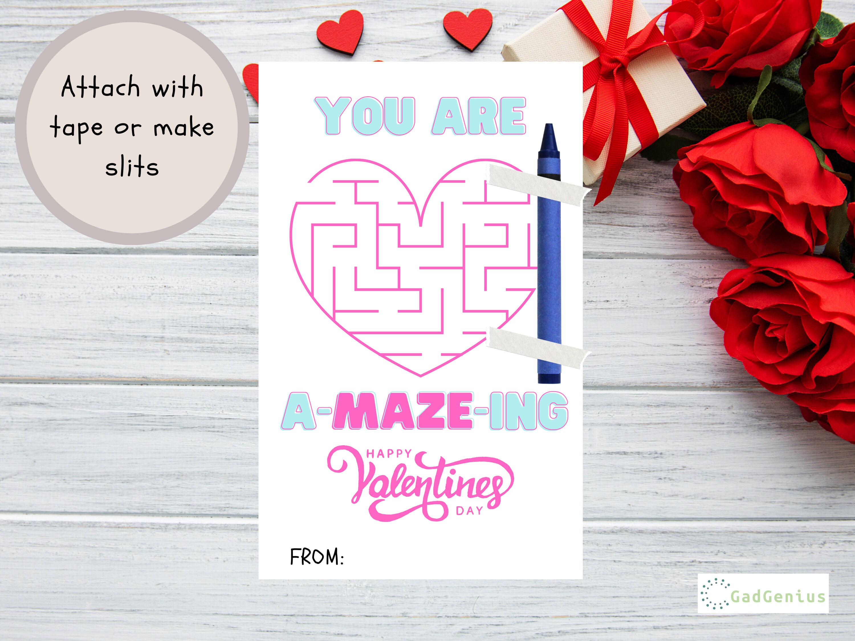 School Valentine Day Gift Tag, Printable Valentine for Kids, Puzzle ...